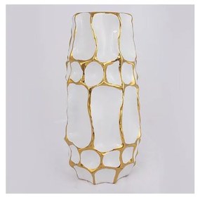 Eurolamp Keramická váza 31,5x15,5 cm zlatá/bílá 752-20171