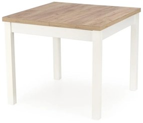 Jídelní rozkládací stůl TIAGO — 90x90x77 (+35), dekor řemeslný dub / bílá