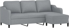3místná pohovka s podnožkou světle šedá 180 cm textil 3201135