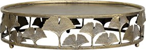 Mosazný antik dekorační kovový podnos Ginkgo - Ø 40*10cm