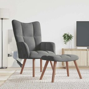 Relaxační křeslo se stoličkou tmavě šedé samet 328063