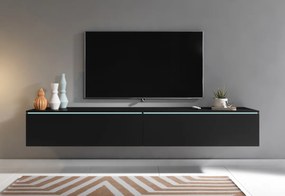 Expedo TV stolek MENDES D 180, 180x30x32, dub wotan/černá lesk + LED