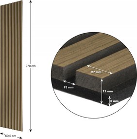 Akustický panel G21 270x60,5x2,1 cm, teak [63910194]