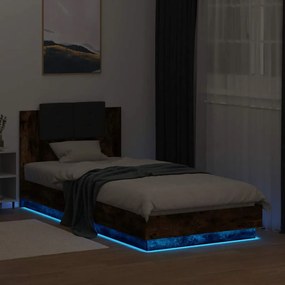 Rám postele s čelem a LED osvětlením kouřový dub 100 x 200 cm 3210028