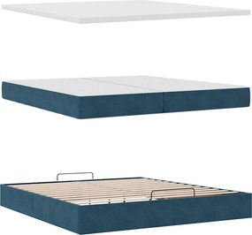 Osmanský rám postele s matrací tmavě modrá 200x200 cm samet 3311799