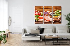 Vícedílný obraz Losos Mezi Zeleninou Nedostatek Nedostatek Přírodní plátno 180x120