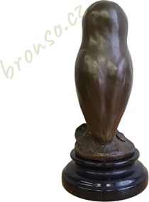 Art Deco bronzová socha sovy na mramorovém podstavci – signovaná, číslovaná sběratelská dekorace
