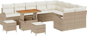 Sada zahradních pohovek 12 ks 11-Počet míst Béžová a krémová 3364386