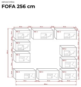 Ral Obývací stěna FOFA 4, 256 cm - Zlatý dub
