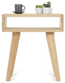 Benlemi Zaoblený dřevěný noční stolek na nožkách LUNA FLO Kvalita dřeva: 1. Dubový masiv třídy A