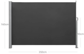 SONGMICS Boční markýza zatahovací tmavě šedá 160x350 cm