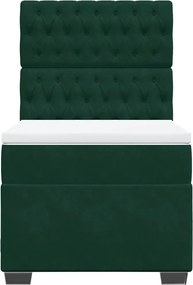 Box spring postel s matrací tmavě zelená 90x200 cm samet 3293119