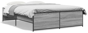 Rám postele šedý sonoma 140 x 190 cm kompozitní dřevo a kov - Default Title