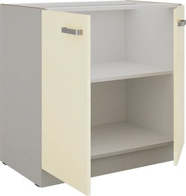 KARMEN | dolní skříňka 80 D 2F policová | 80 cm | světle šedá/krémová lesk