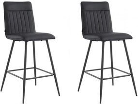 Danish style Barová židle Zelta (SADA 2 ks), syntetická kůže, černá