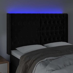 Čelo postele s LED černé 147 x 16 x 118/128 cm samet 3124434