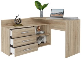 TPS Rohový psací stůl PLUS s komodou 120 cm - Dub sonoma