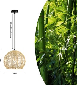 Immax BOHO PELO designové závěsné svítidlo, D30cm. E27, přírodní ratan