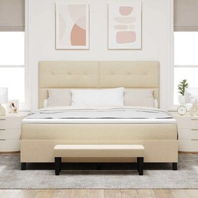 Postel s boxspringem s čelo Krémová 180 x 200 cm textil 3344091