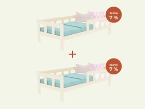 Benlemi Postele FENCE 4v1 s přední zábranou pro dvě děti Zvolte barvu: Světle šedá, Zvolte rozměr: 80x200 cm, Zvolte zábranu: Obě vlevo