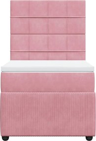 Box spring postel s matrací růžová 90x200 cm samet 3294543