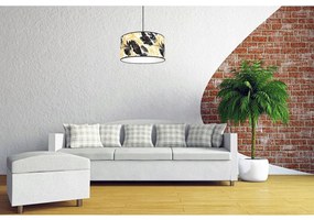 Závěsné svítidlo Gold Flowers, 1x bílé textilní stínítko s květinovým vzorem, (výběr ze 2 barev konstrukce), (fi 40cm)