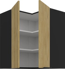 CREMONA cc | horní kuchyňská skříňka 60x60 GN-72 2F (90°) rohová s policemi | 60x60 cm | černá/cremona