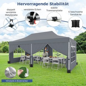 Costway Pavilon skládací altán s 6 odnímatelné boční stěny výškově nastavitelný