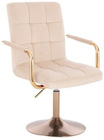 LuxuryForm DESIGN Otočná židle VERONA GOLD VELUR na zlatém talíři - krémová