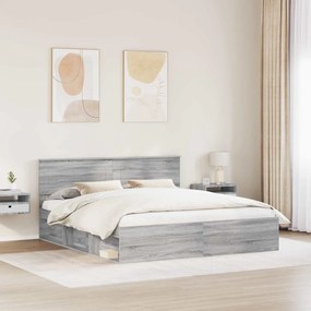 Rám postele s čelo Šedá Sonoma 180 x 200 cm Kompozitní dřevo 3407846
