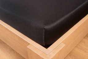 Kvalitex Luxusní Saténové prostěradlo černé  Bavlna Satén, 90x200+25 cm