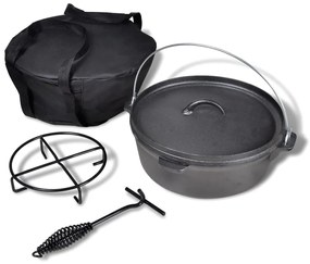 vidaXL Litinový hrnec 5,6 L Dutch Oven s příslušenstvím