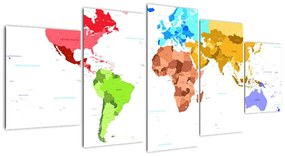 Obraz - barevná mapa světa