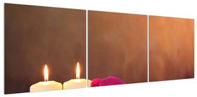 Relaxační obraz svíček s orchidejí (150x50 cm)