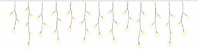Eco Fix venkovní LED rampouchy, světelné, 200 × 50 cm, teple bílá, 60 diod, 36 V, bílý kabel, IP44, prodlužovací