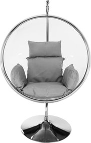 Závěsné křeslo se stojanem, transparentní/stříbrná/šedá, BUBBLE NEW TYP 3