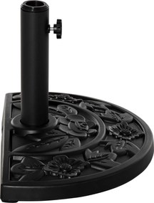 Stojan na slunečník Outsunny 9kg podstavec na zahradní slunečník s motivem květin pro tyče slunečníku Ø35/38/48 mm, HDPE, půlkruhový, černý | Aosom.de