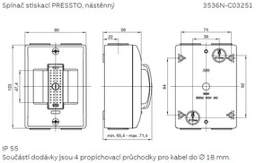 ABB vypínač PRESSTO nástěnný bílá/šedá 3536N-C03251 12