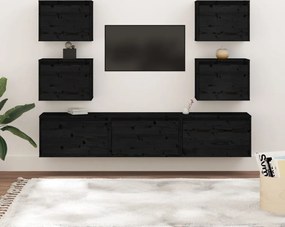 vidaXL TV skříňky 7 ks masivní borové dřevo [3100224] Barva: Černá