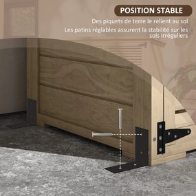 Zahradní skladovací bouda Outsunny s 2 policemi, přírodní dřevo, střecha z modifikovaného bitumenu, větrané dveře, uzamykatelné, 75 x 50 x 118 cm