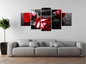 Gario Obraz s hodinami Roses and spa - 5 dílný Rozměry: 150 x 70 cm