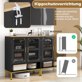 Costway Moderní dřevěná skříňka na boty se síťovými dvířky, kovovými