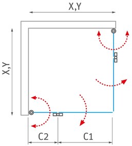 Roth Čtvercový nebo obdélníkový sprchový kout CI 2CL+CI 2CR Varianta: šířka levých dveří: 90 cm, šířka pravých dveří: 90 cm - (CI 2CL/900+CI 2CR/900), Barva profilů a typ výplně: profily: brillant, výplň: transparent