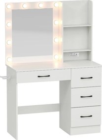 Costway Toaletní stolek s LED osvětlením 3 barvy s nastavitelným jasem – bílý