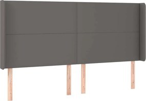 Čelo postele s LED šedé 183 x 16 x 118/128 cm umělá kůže 3123874