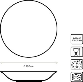 vtwonen Matt Black hluboký talíř Ø 25,5 cm, černý matný (Porcelánový polívkový talíř v černé matné barvě)