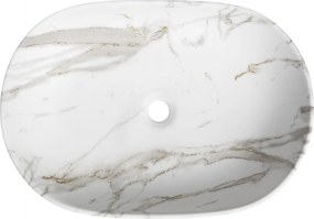 Sapho Sapho, CALEO keramické umyvadlo na desku 60x42cm, bianco carrara, CA590BC