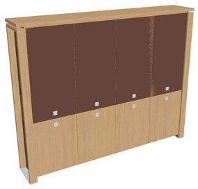 Vysoká skříň Verno+ 260 x 46 x 210 cm, kombinované dveře, dub světlý / hnědá