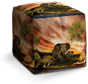 Sablio Taburet Cube Zvířata ze Sahary: 40x40x40 cm