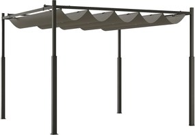 Outsunny zatahovací pergola 3 × 3 m – 180 g/m² polyester, UPF30+, magnetické upevnění, šedá | Aosom